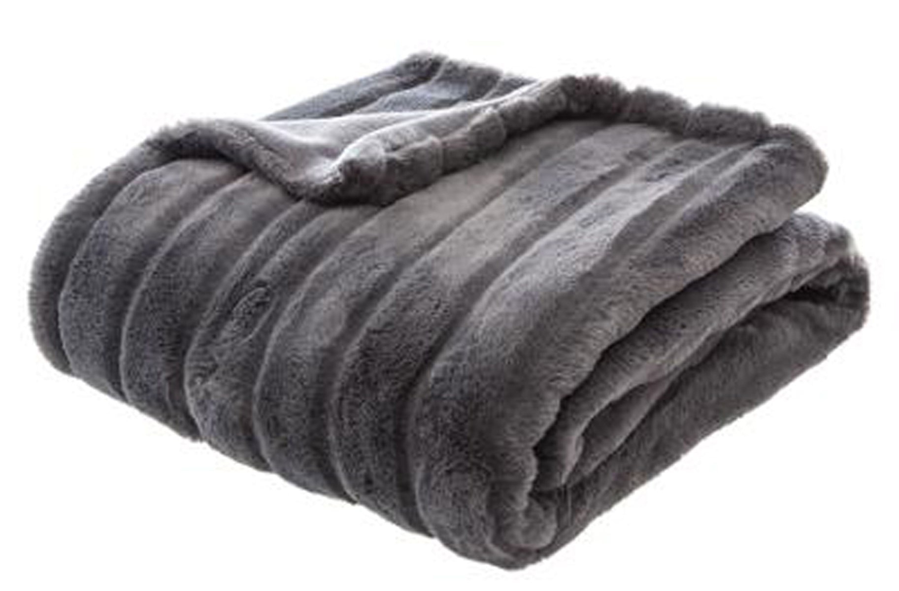 Plaid en polyester coloris gris foncé - Dim : L 160 x l 120 cm - PEGANE ...