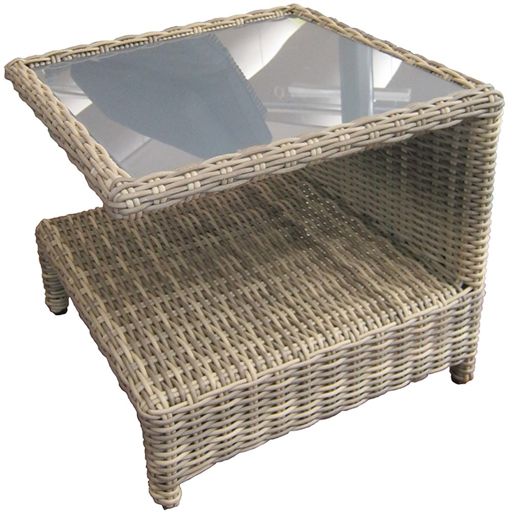 Table Basse De Jardin En Rotin Synthètique Avec Double étages Dim H