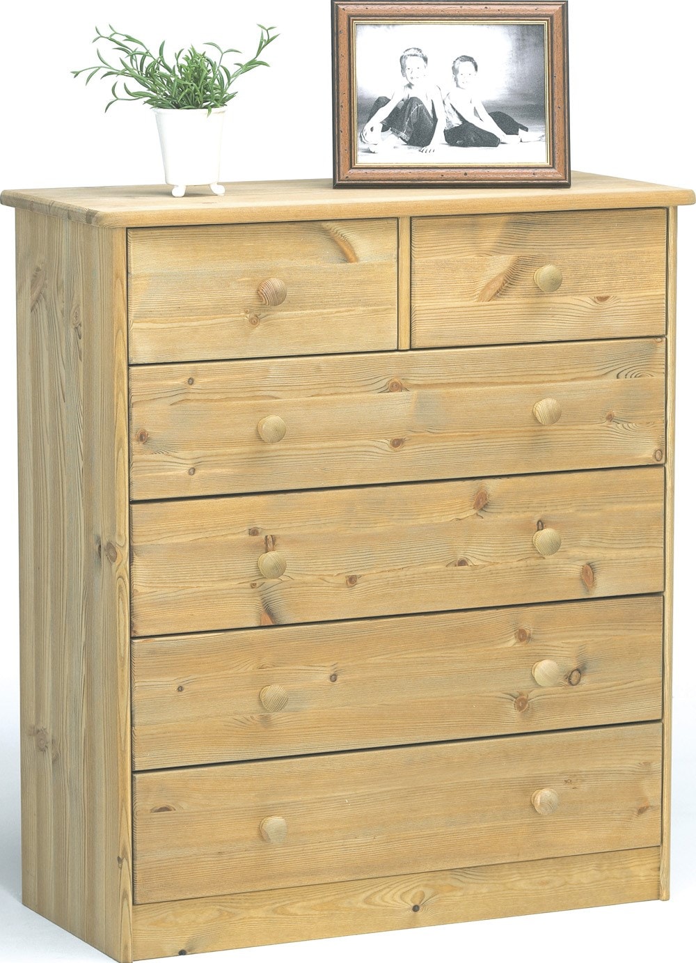 Commode en pin massif avec 6 tiroirs - Dim : 89 x 78 x 35 cm -PEGANE ...