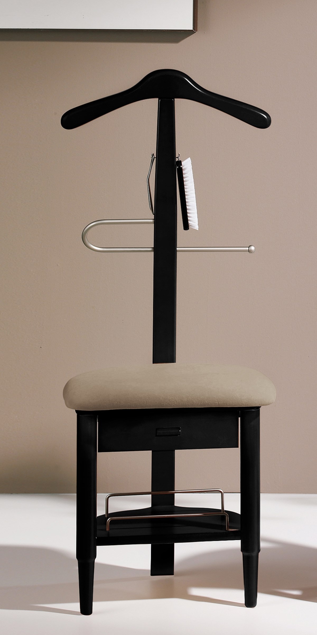Valet de Nuit/Chaise Noir en hêtre massif avec plateau porte chaussures ...