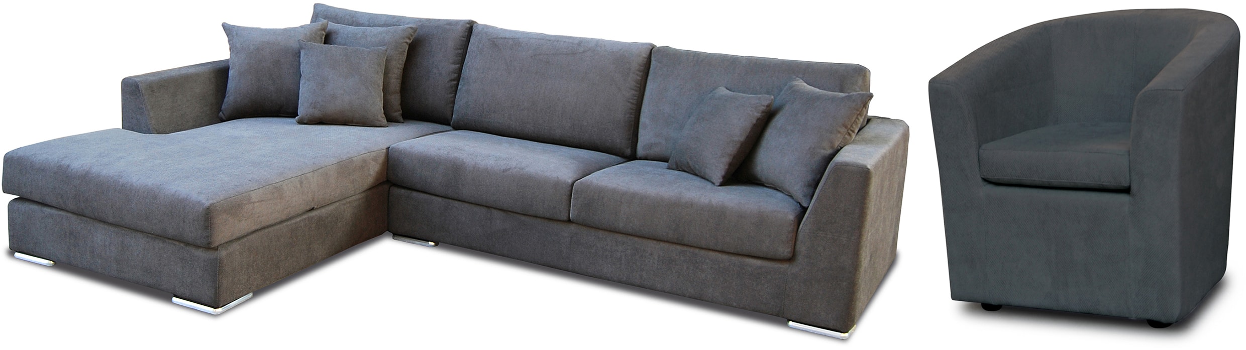 Canapé tissu CITY Monaco angle gauche + Jasper tissu ritz gris foncé ...