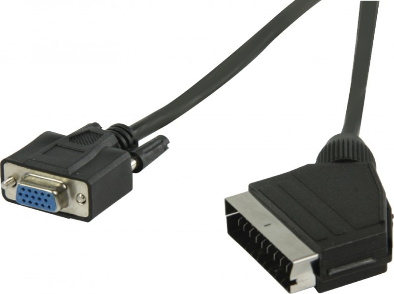 Cable adaptateur Péritel Mâle vers VGA Femelle 2m (Noir) VALUELINE 107103