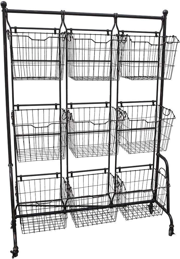 Etagère sur roulettes 9 paniers grillagés ANTIC LINE CREATIONS 26199