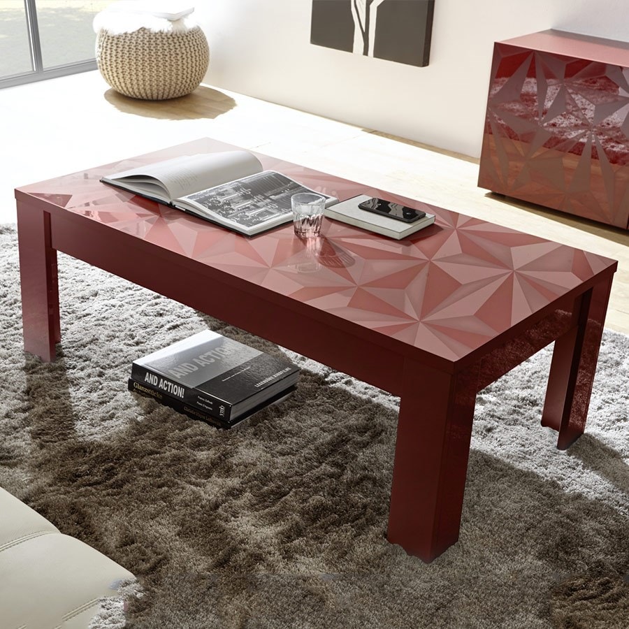 Table basse rouge design laquée PAOLO 2 NOUVOMEUBLE