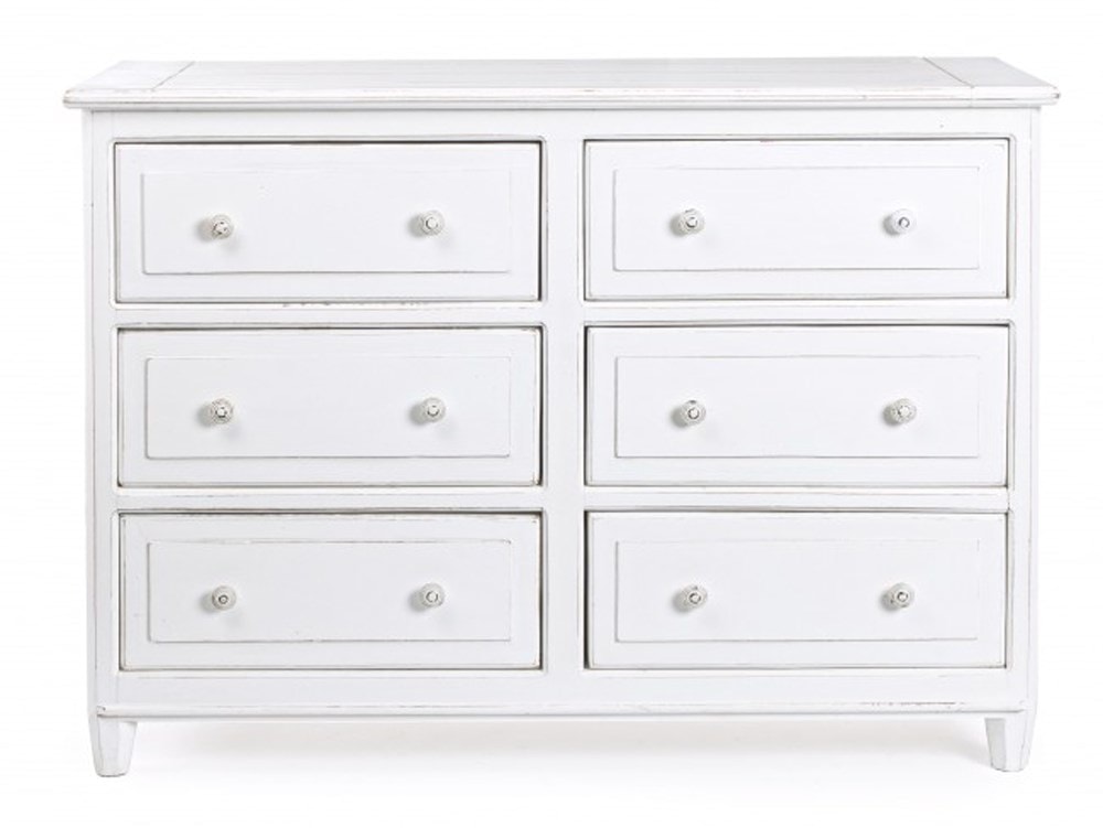 Commode collette avec 6 tiroirs en bois - Dim : L 120 x P 45 x H 85 cm ...