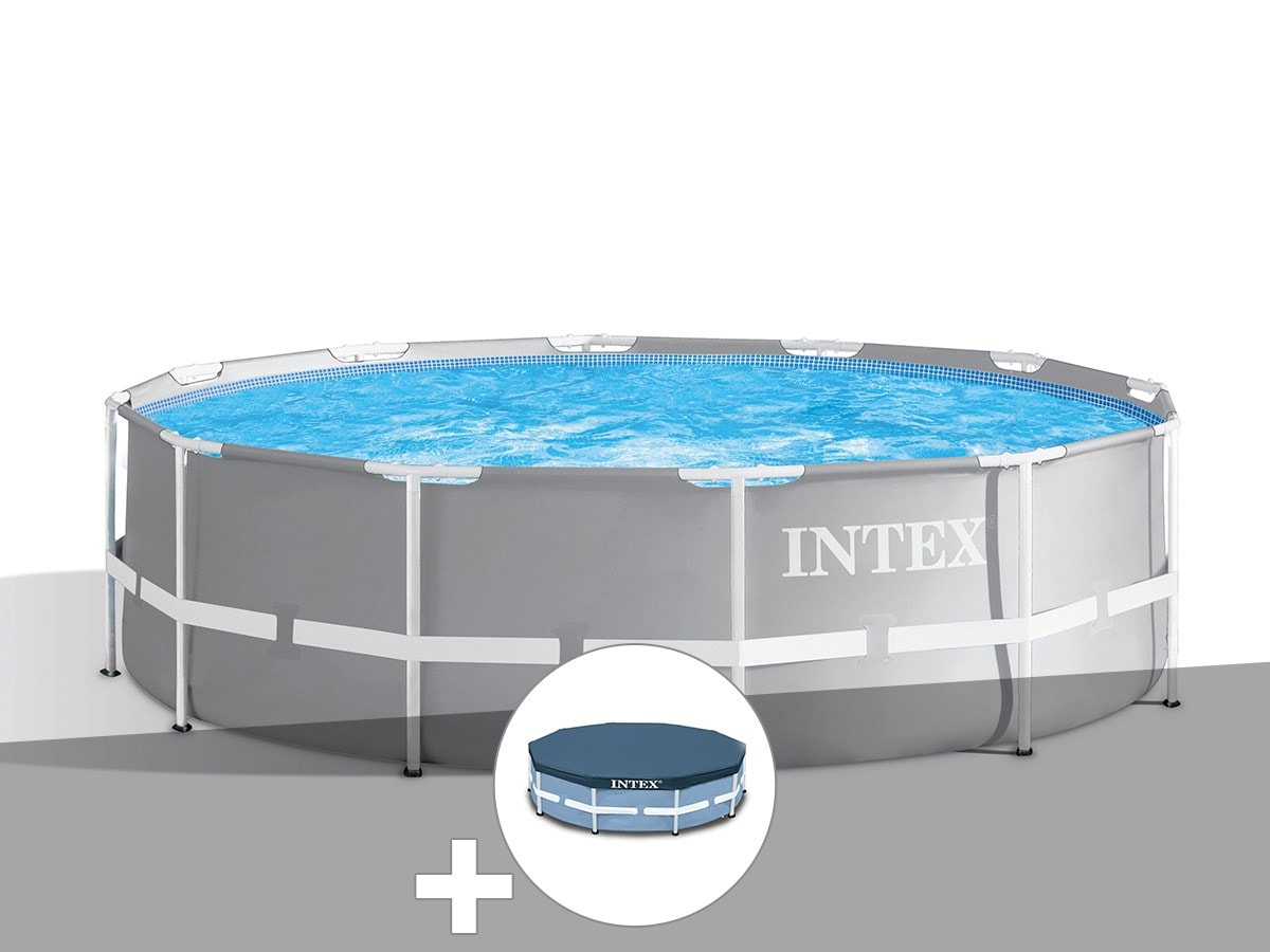 Kit piscine tubulaire Intex Prism Frame ronde 3,66 x 1,22 m + Bâche de ...
