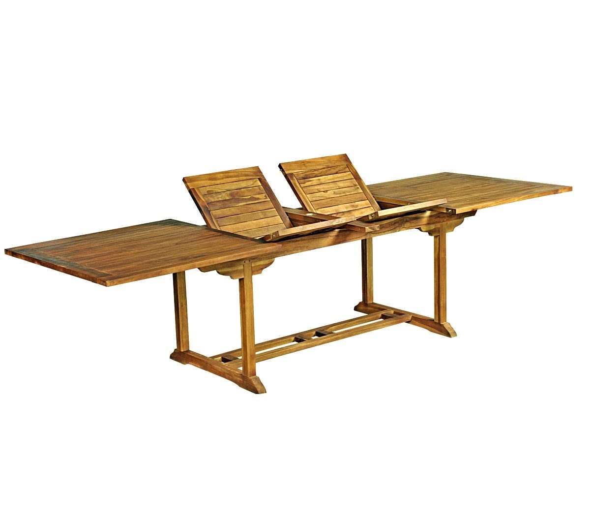 Table de jardin XXL en teck huilé - double rallonge papillon 200-300 cm ...