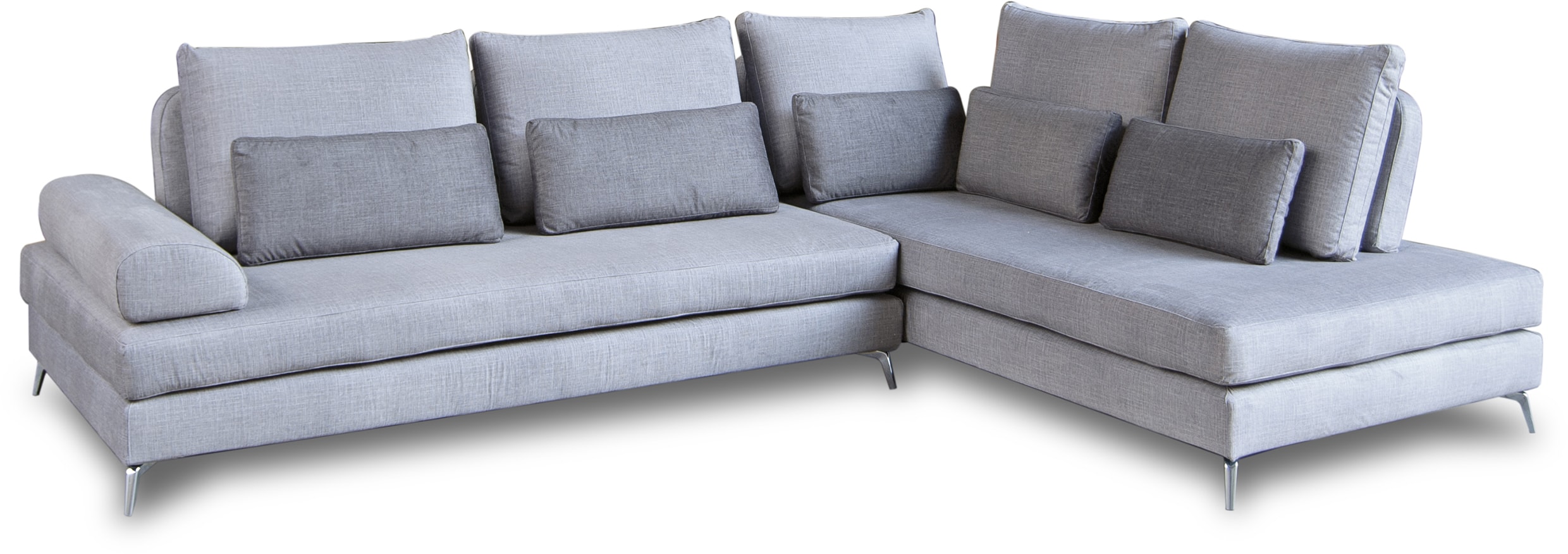 Canapé microfibre CITY Merano angle droit microfibre gris clair Pas ...