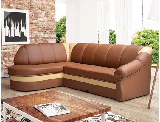 Canapé d'angle convertible 4 places avec coffre de rangement en PU ou ...