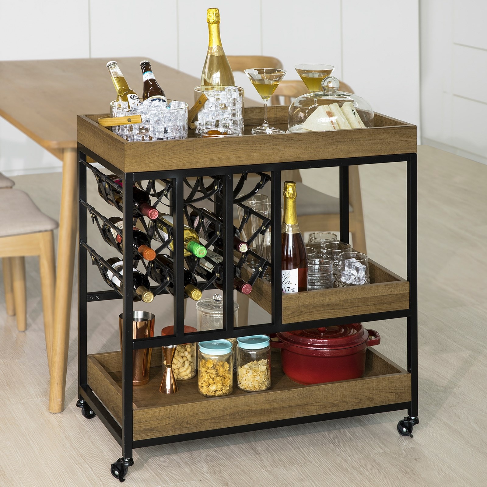 FKW86-N Chariot de Service Desserte à roulettes Chariot Commode Roulant ...