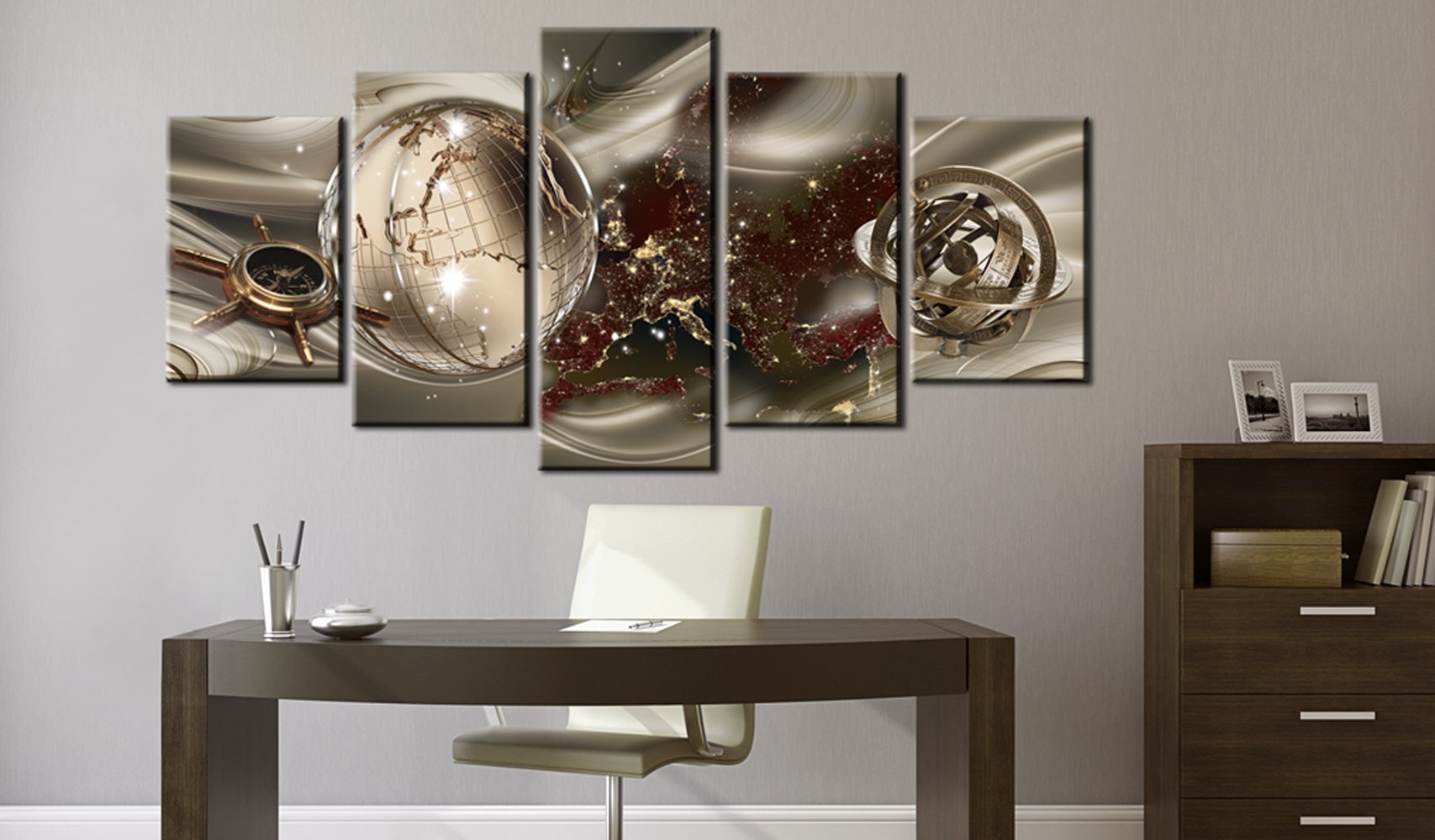 100x50 Tableau Modernes Abstraction Chic Golden Compass ICAVERNE MA ...