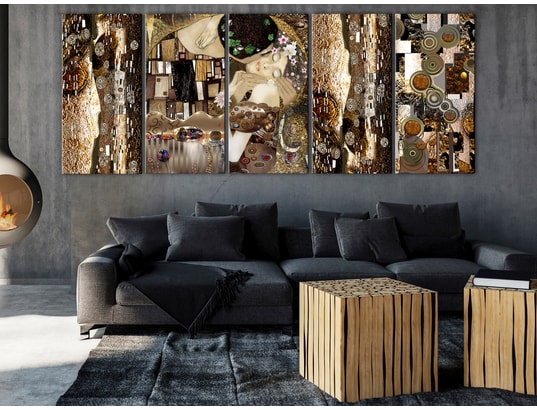 225x90 Tableau Klimt Tableau stylisé Joli Together Forever (5 Parts ...