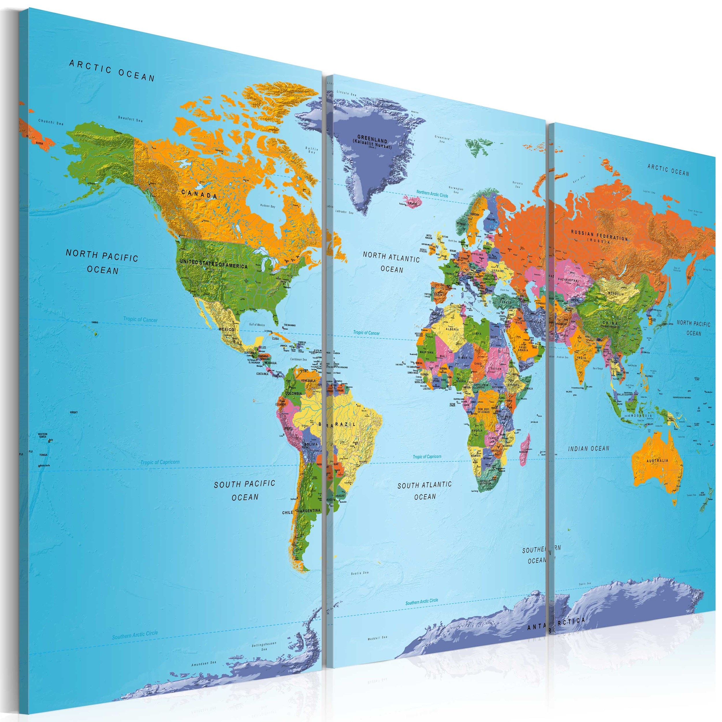 120x80 Tableau Cartes du monde Moderne World Map: Colourful Note ICAVERNE