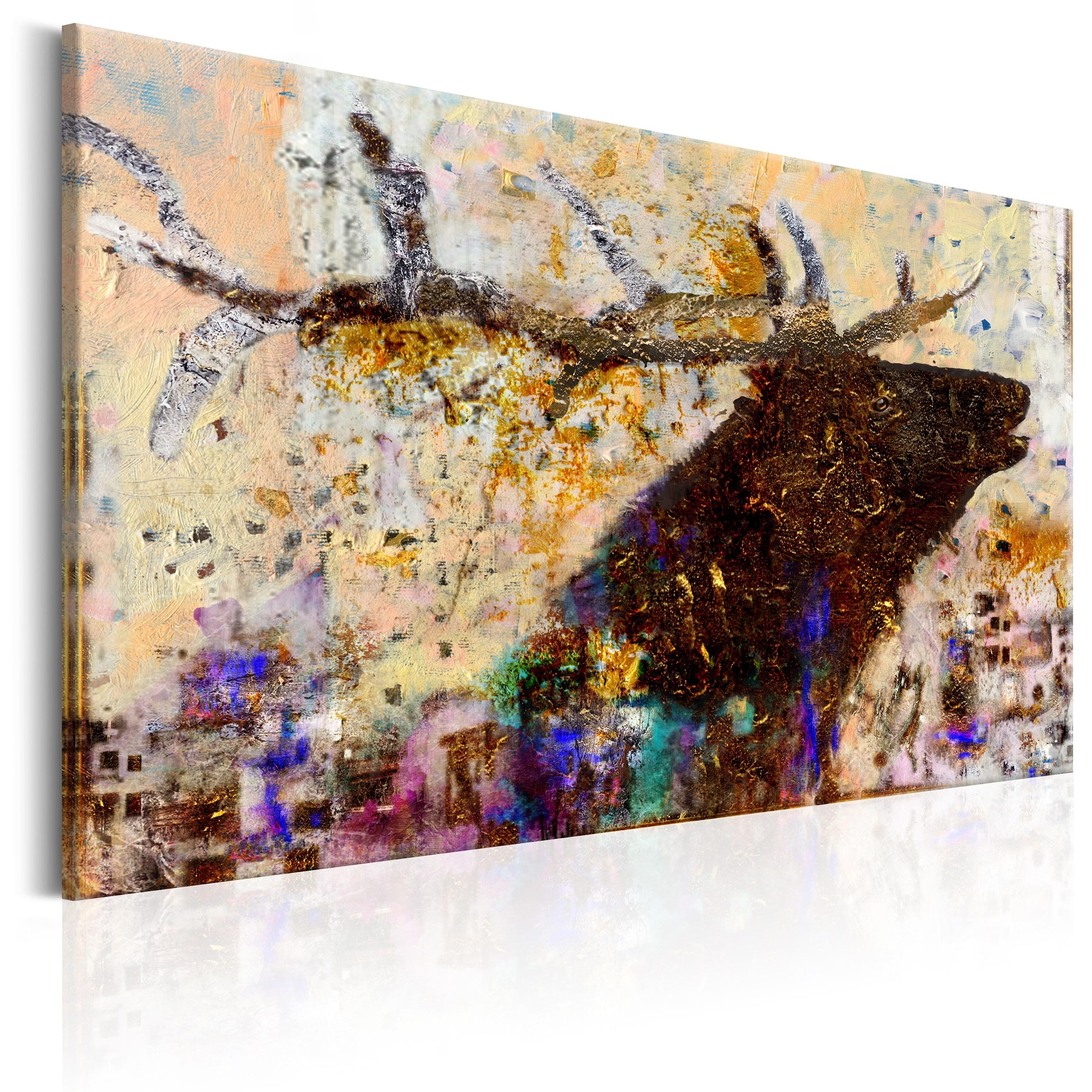120x80 Tableau Animaux divers Animaux Stylé Golden Stag ICAVERNE MA ...