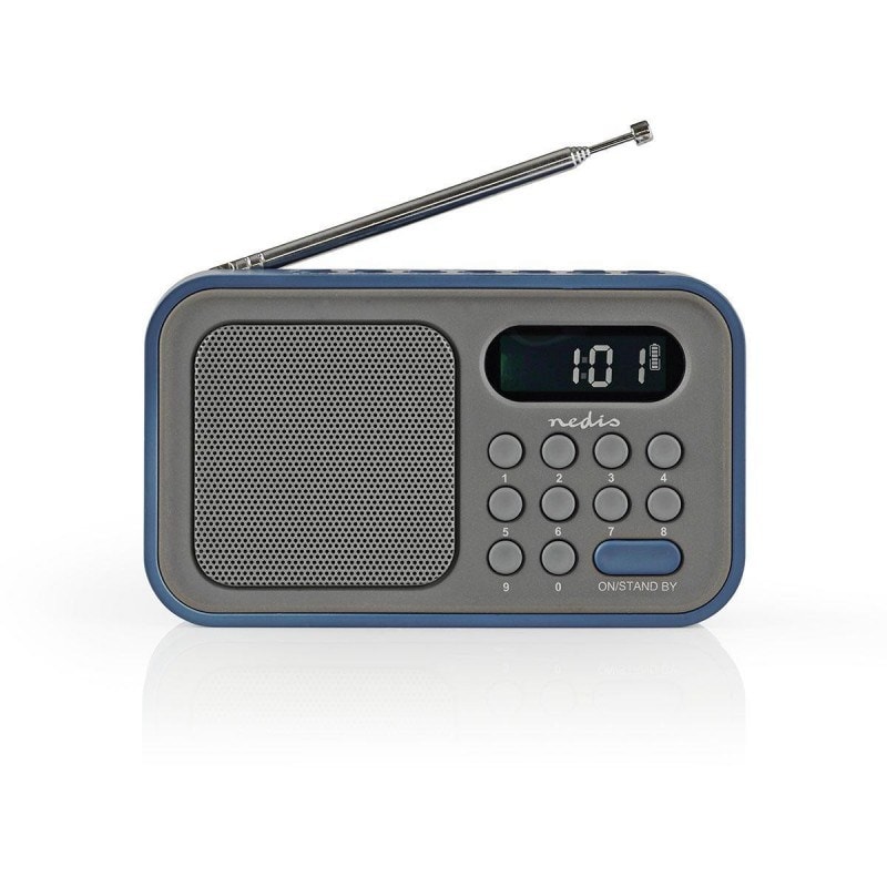 NEDIS Poste Radio FM Portable | 2,1 W | Horloge et Alarme | Gris/Bleu ...