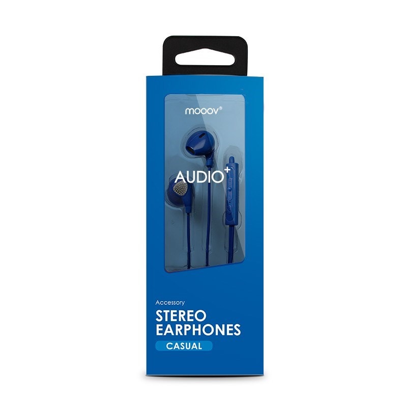 Ecouteur Intra + mic 1,2 m - bleu MOOOV Pas Cher - UBALDI.com