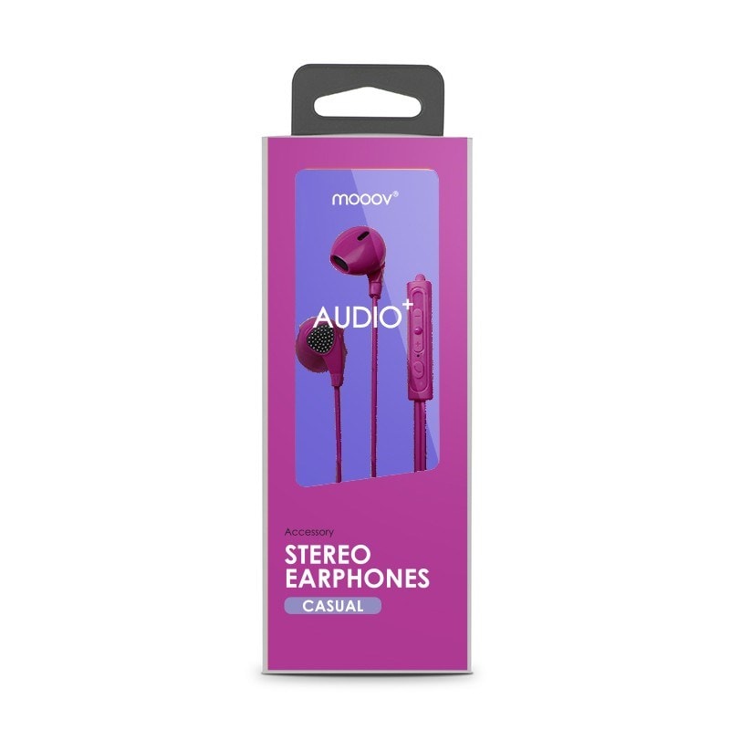 Ecouteur Intra + mic 1,2 m - rose MOOOV Pas Cher - UBALDI.com