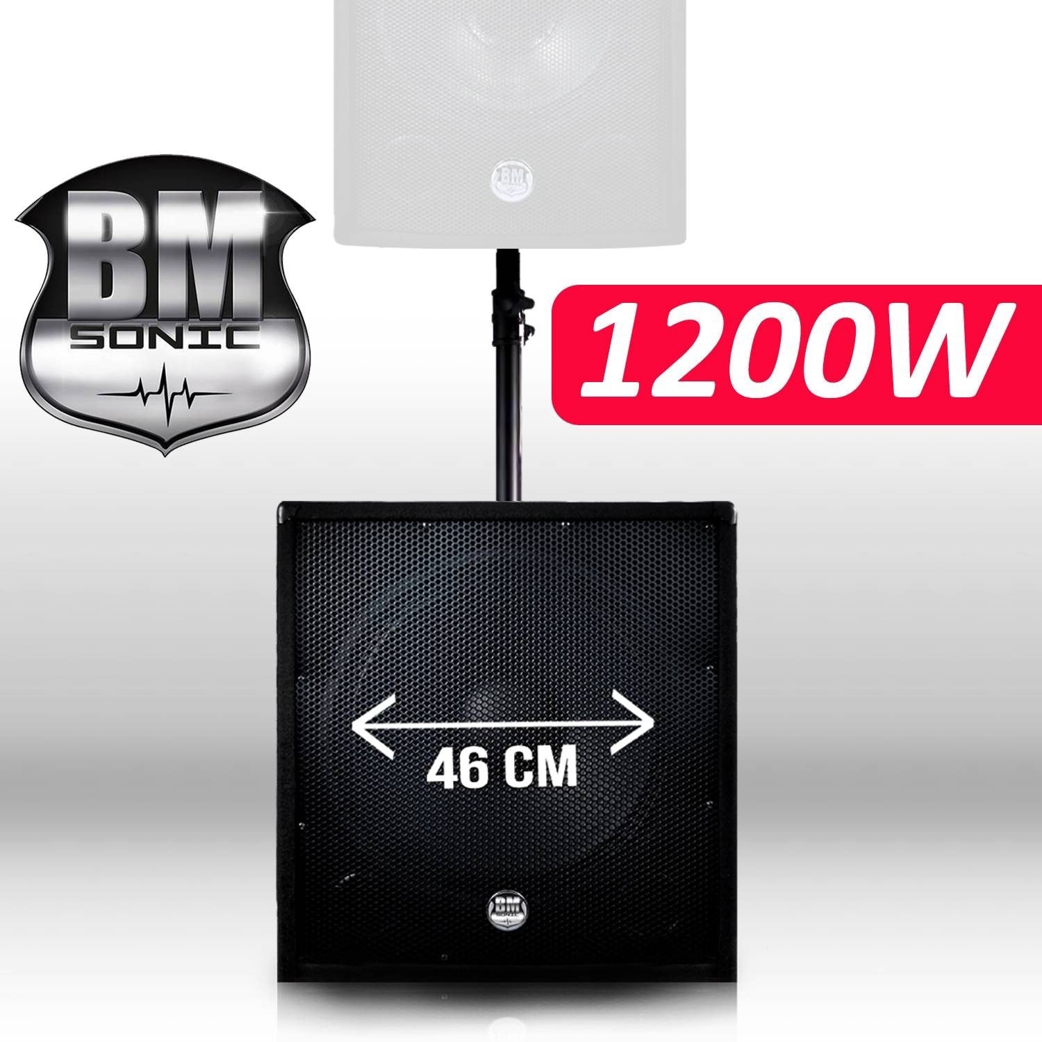 Subwoofer actif 46cm 1200W full range BM SONIC + Fixation SAT-BAR ...