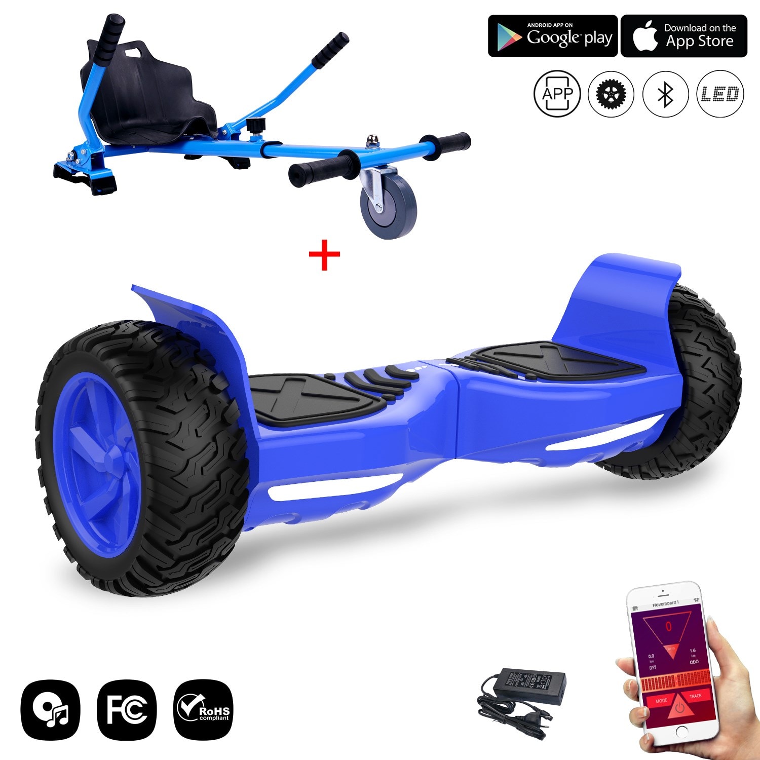 Hoverboard Tout Terrain 8.5, hoverboard Hummer SUV, Fonction Bluetooth ...