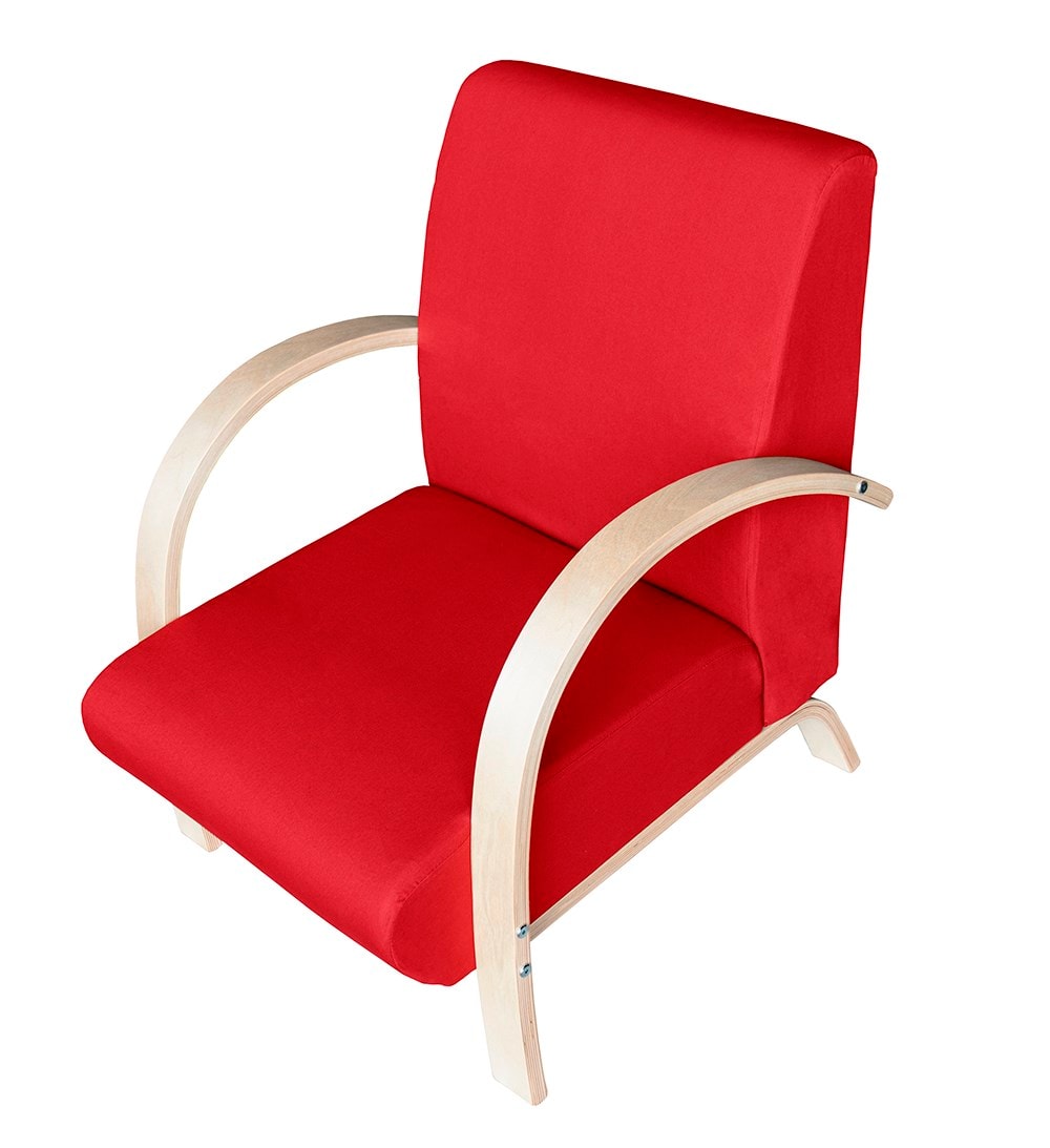 Fauteuil design en avec structure en bois (rouge/bois)) CADENTRO