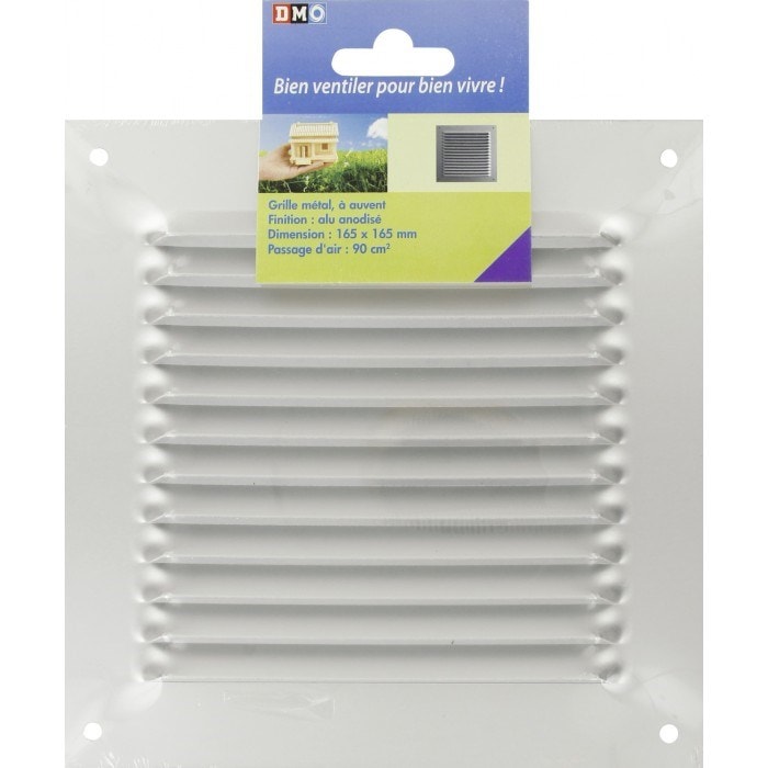 Grille de ventilation sans moustiquaire - métal - Carré - 165 mm - Aluminium -DMO DMO