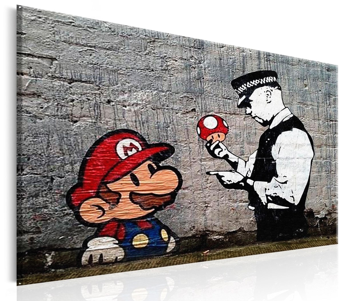 Tableau Mario and Cop by Banksy - 90 x 60 cm PEGANE