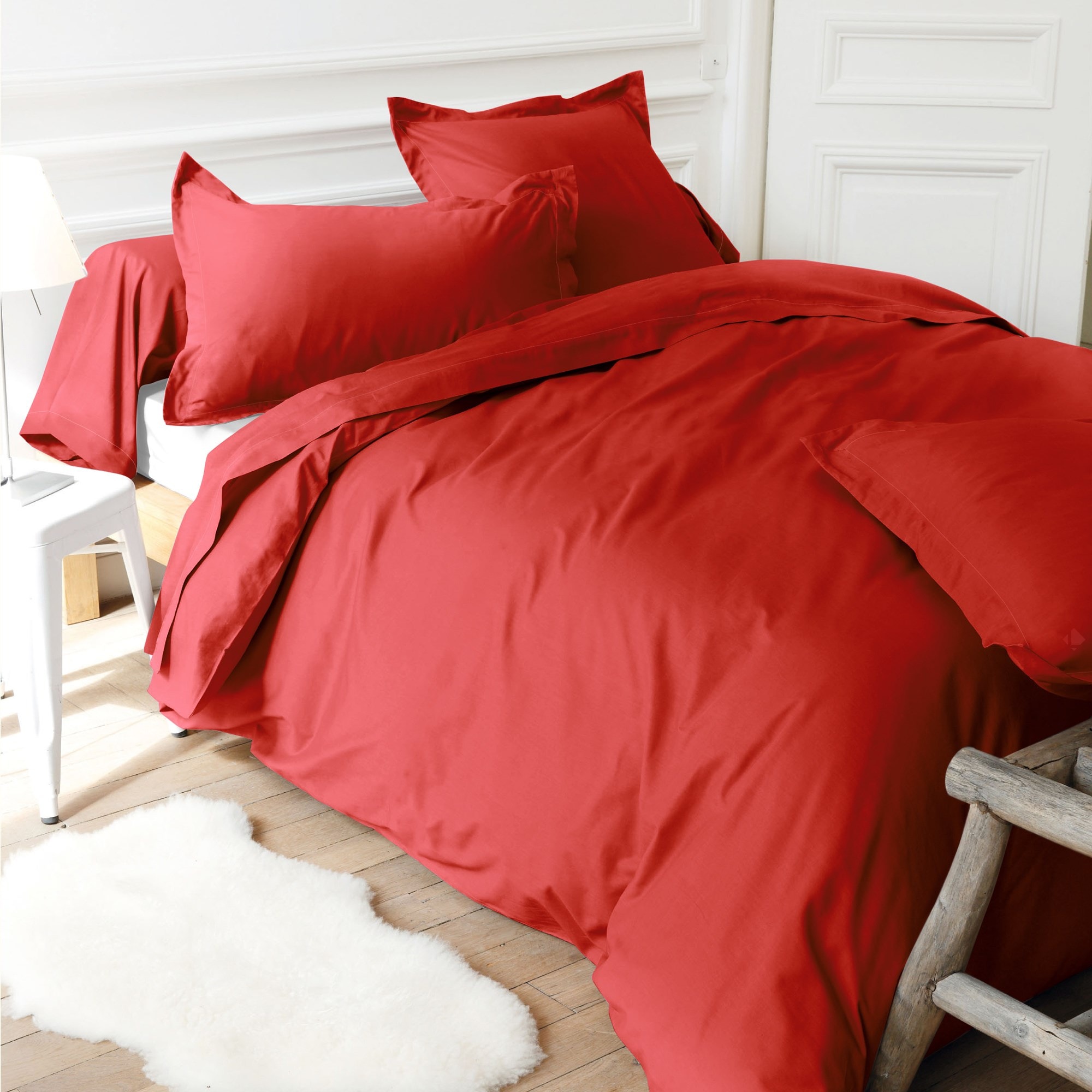 Taie d'oreiller uni 70x50 cm 100% coton alto orange baie de goji LINNEA