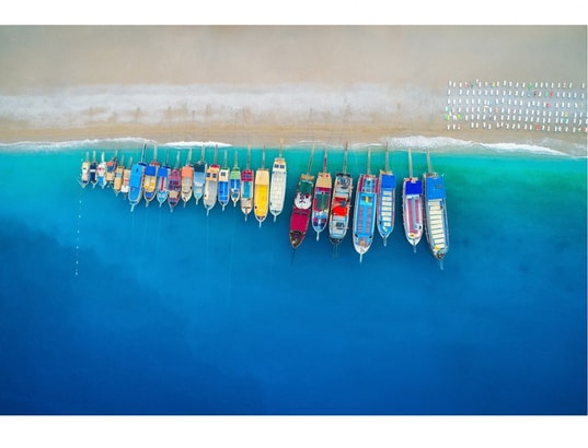 Grand tableau en verre acrylique design pirogue - 120x80x0.4 cm - bleu ...