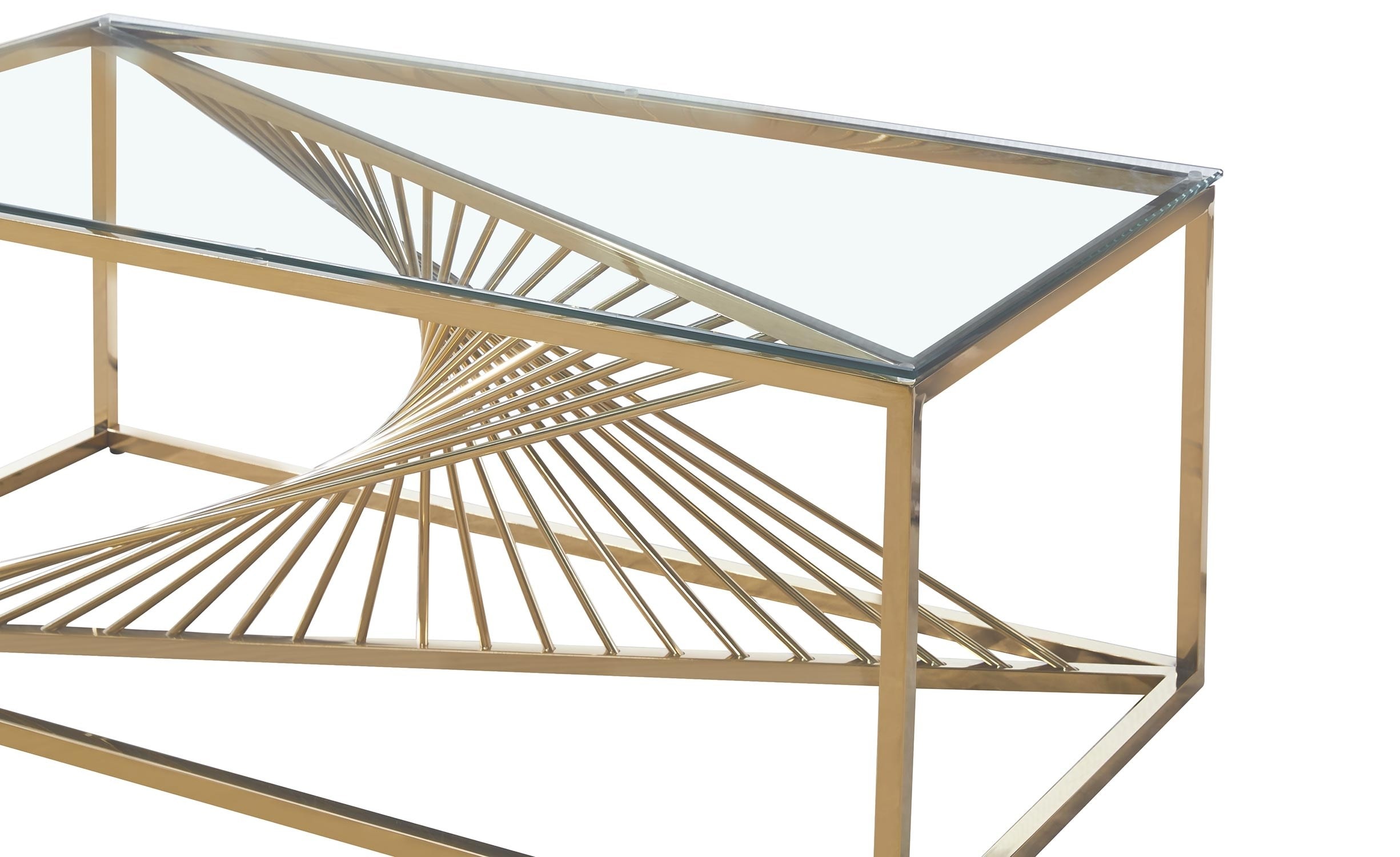 Table basse britannia en verre transparent et pieds or MENZZO ...