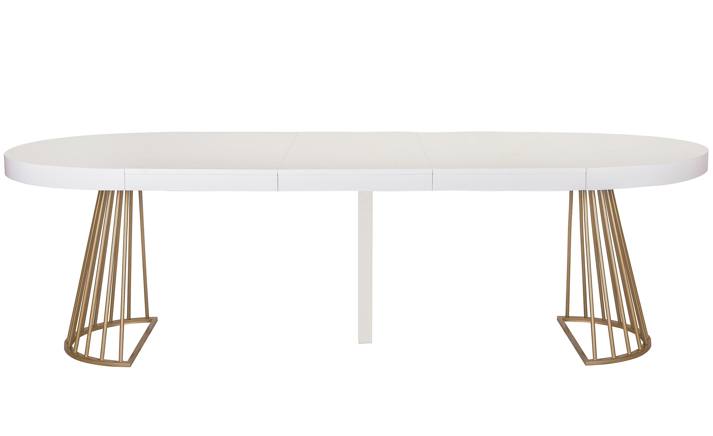 Table ronde extensible soare blanc pieds or MENZZO at8267gxwhite