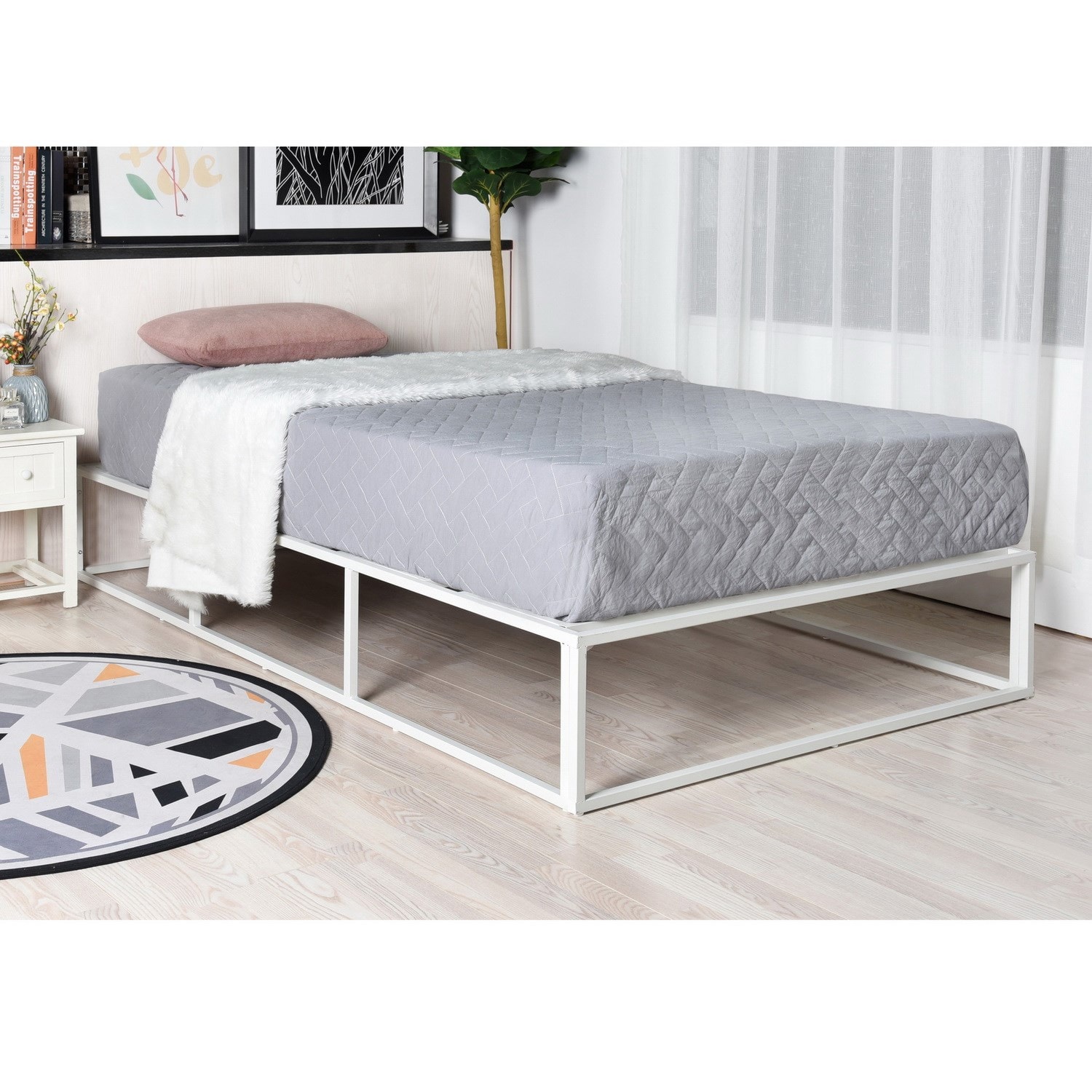 Lit simple structure de lit 120 x 200 cm blanc sans matelas FURNITURER
