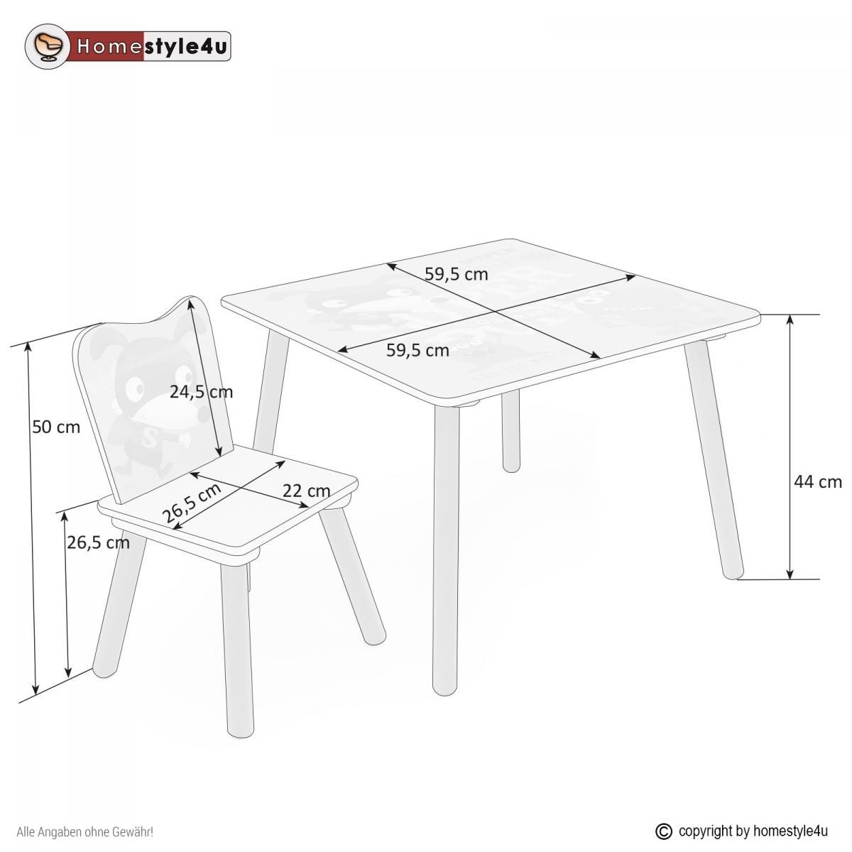 Ensemble Table et 2 chaises Enfant Super Chiot HOMESTYLE4U MA ...