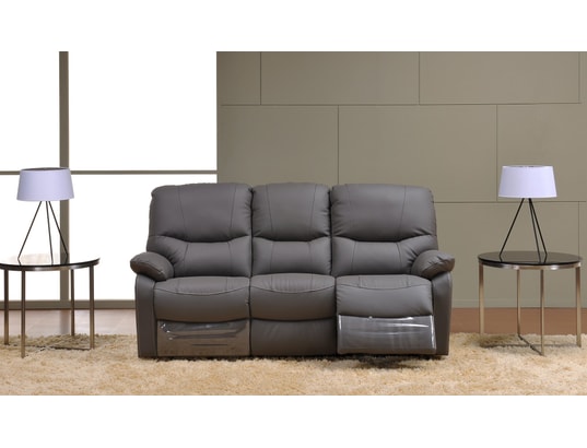 Canapé cuir UB DESIGN Pomelo 3 places gris olive Pas Cher - UBALDI.com