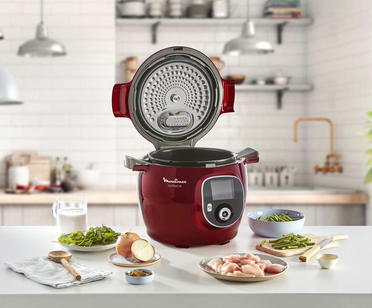 MOULINEX COOKEO+ 180 RECETTES ROUGE CE85B510 Pas Cher - Multicuiseur ...