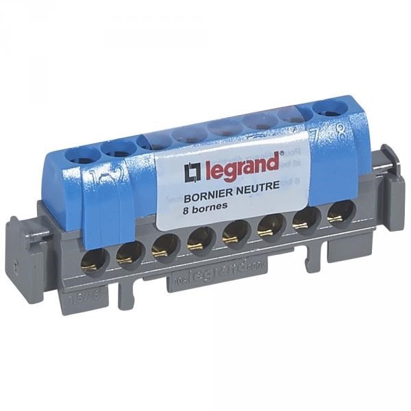 Bornier de répartition 8 trous - Neutre - Bleu - LEGRAND LEGRAND MA ...