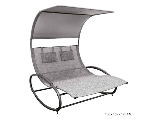 Transat double à bascule avec pare soleil coloris gris foncé - 136 x ...
