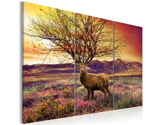 Tableau toile de décoration - renne - triptyque 90x60cm dec110456/2 ...