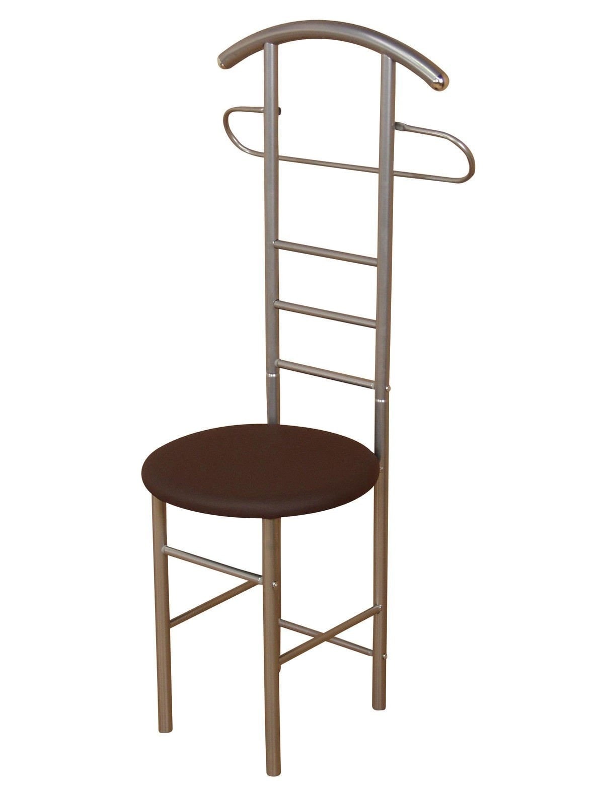Chaise de chambre / valet de nuit portant en acier et similicuir marron ...