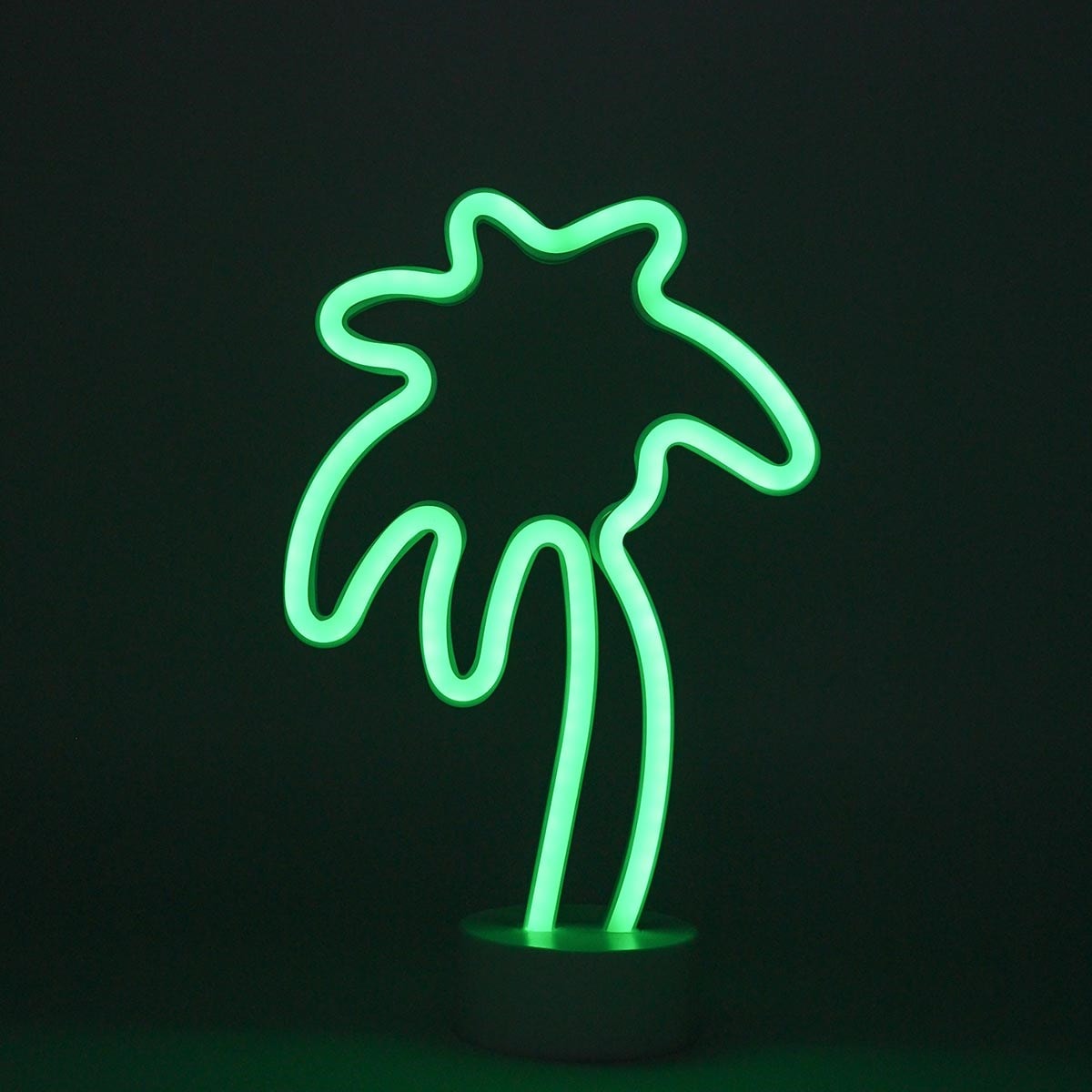 Lampe néon palmier sans fil led vert jaune coconut palm h30cm LUMI JARDIN
