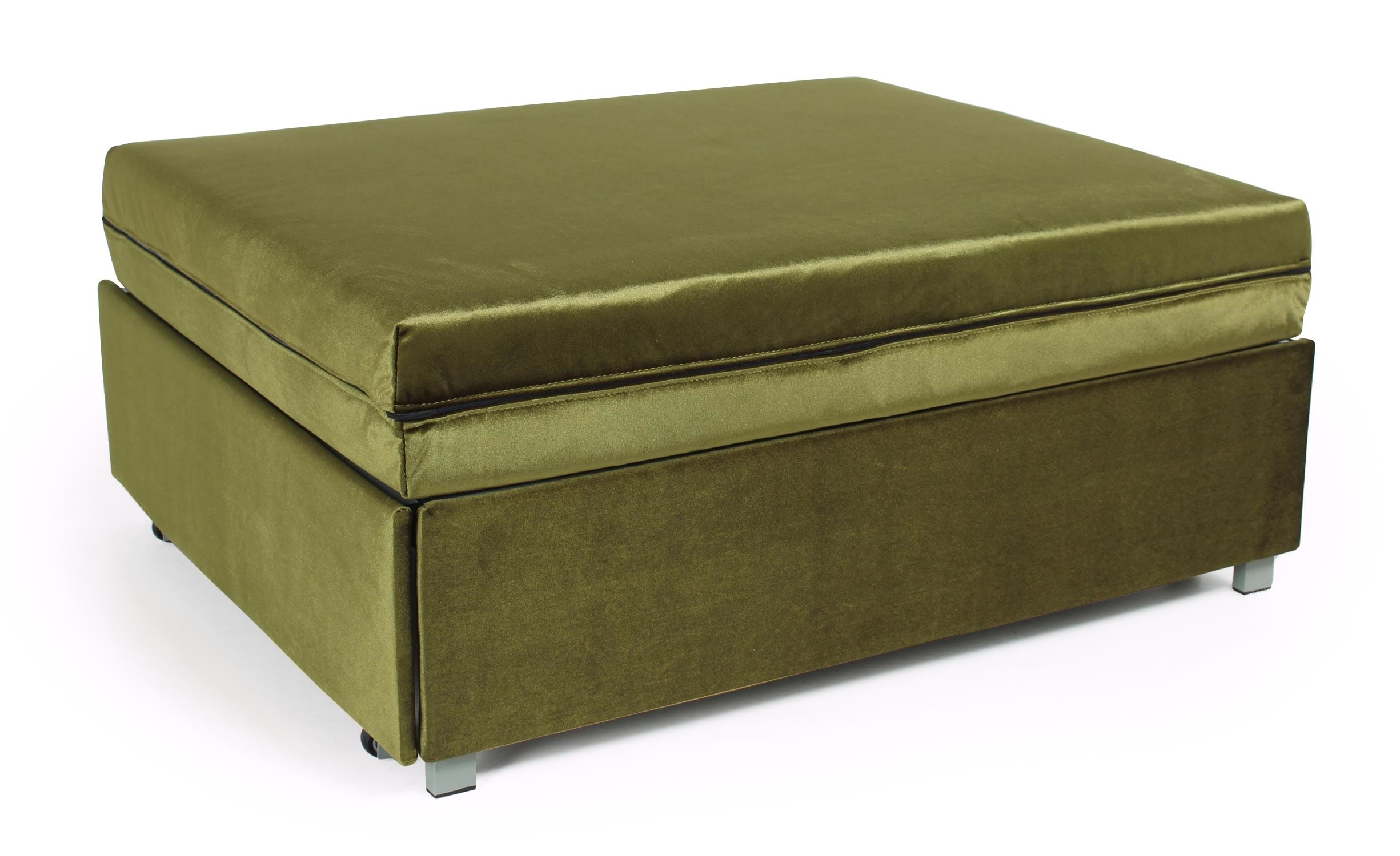 Pouf extensible convertible en lit 1 place napoli velours kaki MENZZO ...