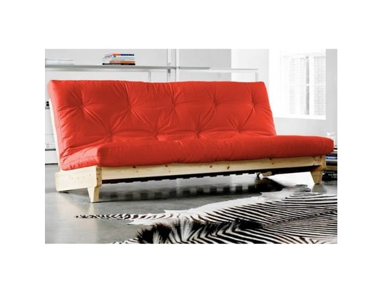 Banquette lit futon rouge FRESH 3 places convertible couchage 140*200cm ...