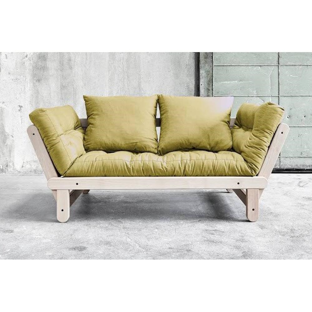 Banquette méridienne convertible futon vert avocat BEAT BEECH couchage ...