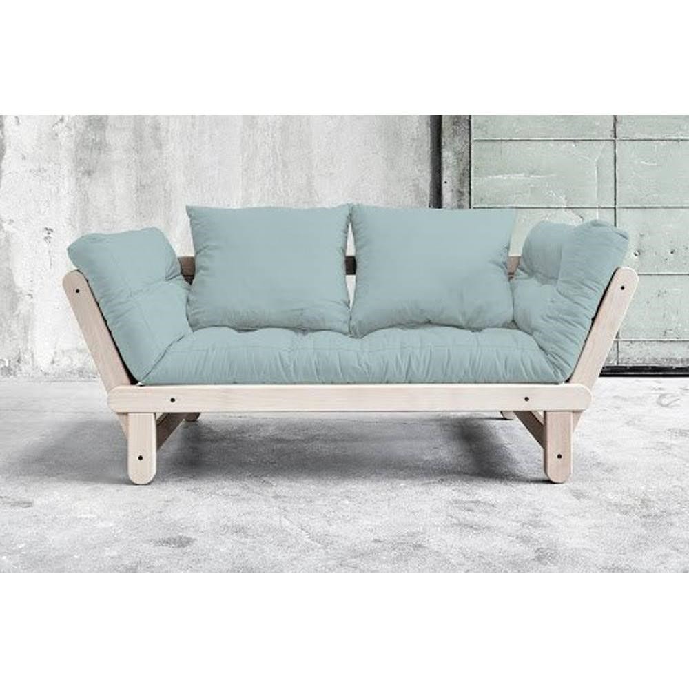 Banquette méridienne convertible futon bleu ciel BEAT BEECH couchage 75 ...