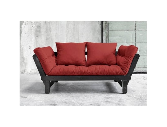 Banquette méridienne noire convertible futon rouge passion BEAT ...