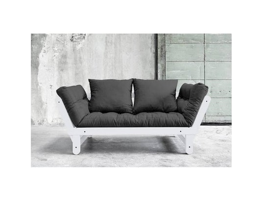 Banquette méridienne blanche convertible futon dark grey BEAT couchage ...
