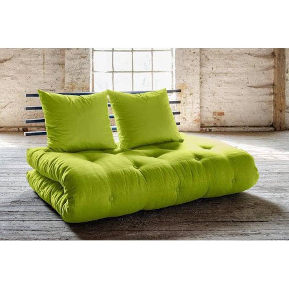 Canapé lit noir SHIN SANO futon vert pistache couchage 140*200cm KARUP