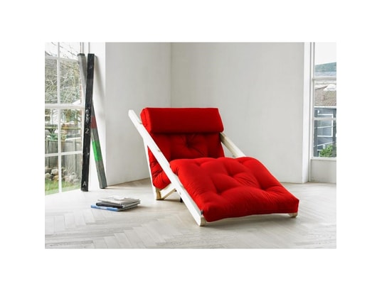 Chaise longue convertible style scandinave FIGO futon rouge couchage 70 ...