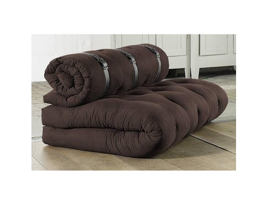 Chauffeuse 2 places BUCKLE UP futon marron couchage 140*200*24cm KARUP ...