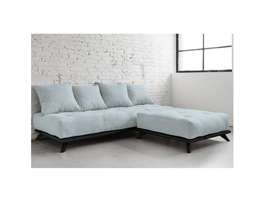 Méridienne SENZA NOIR avec chaise Lounge matelas futon sky blue ...
