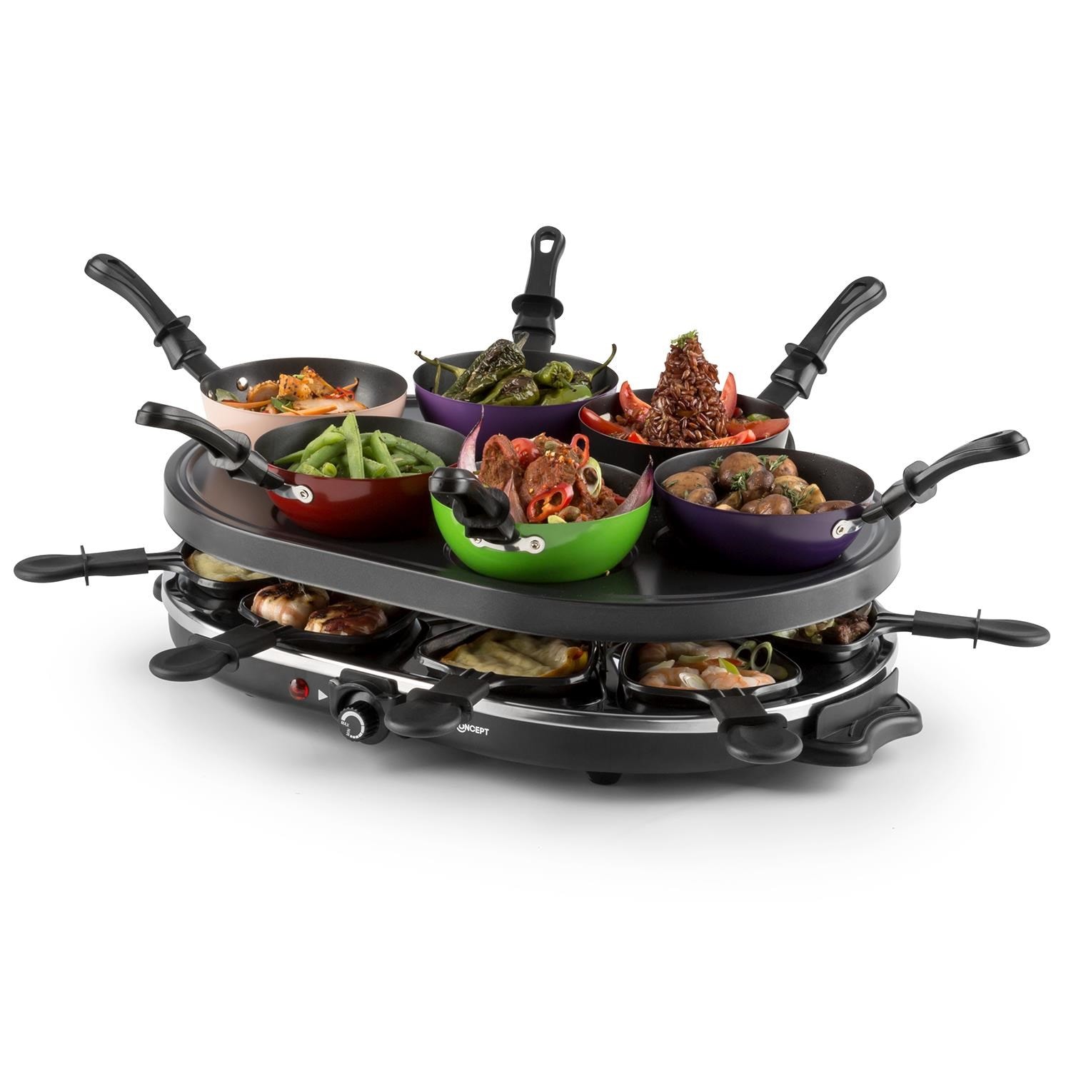 Oneconcept woklette grill de table raclette wok antiadhésif 1200 w 8 ...